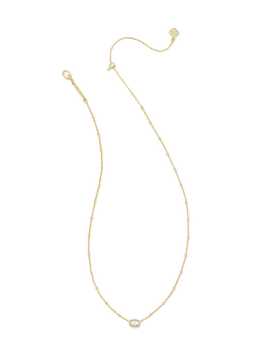 Mini Elisa Ivory Mother Of Pearl Satellite Short Pendant Gold Necklace ...