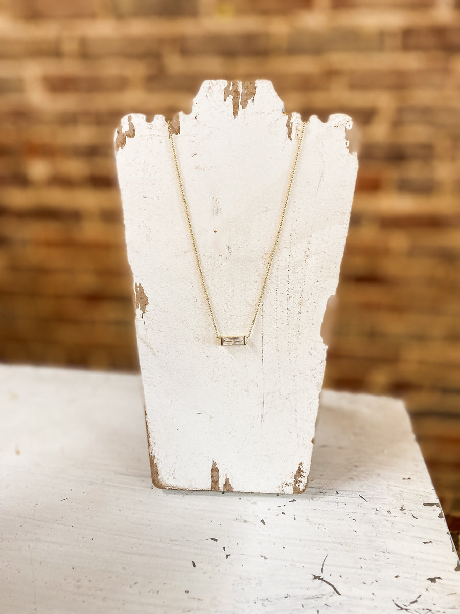 Fletcher White Crystal Pendant Gold Necklace – Shopaholics Only Boutique