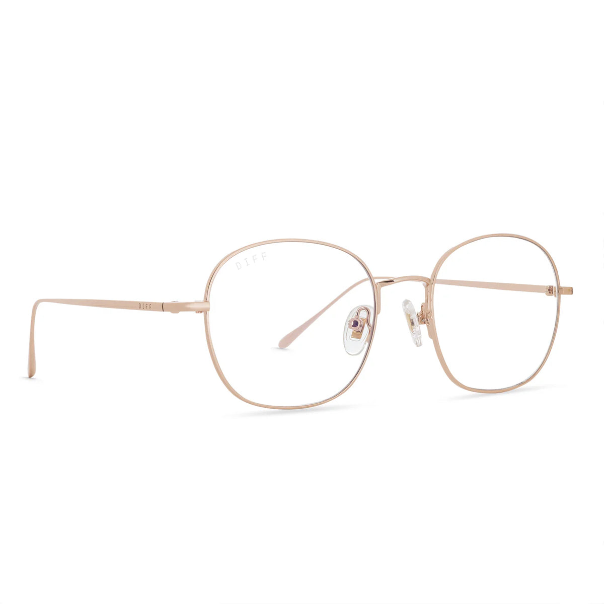 Reid - Rose Gold Blue Light Technology Diff Glasses – Shopaholics Only ...