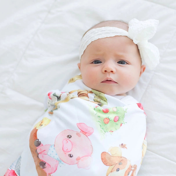 Buttery Soft and Stretchy Swaddle Farm Animals Blanket – Shopaholics ...